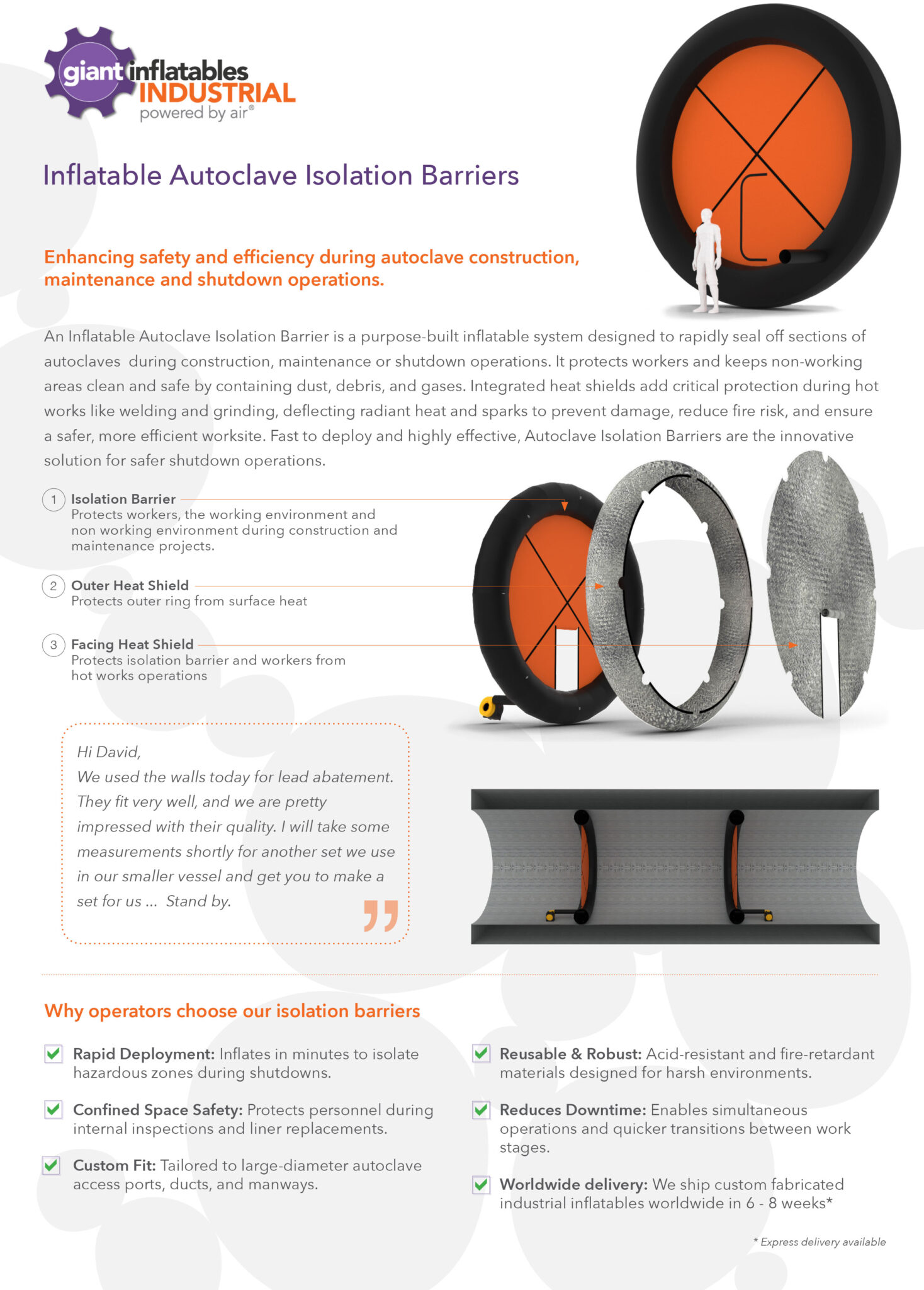 Inflatable insulated isolation barriers